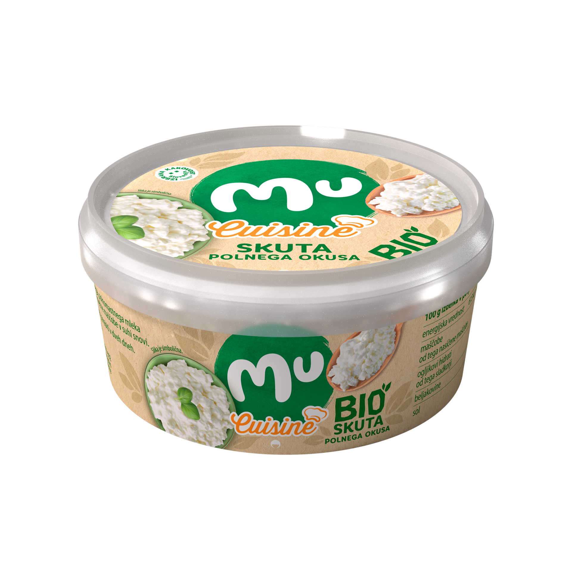 Mu Cuisine BIO nepasirana skuta 40 % m. m. - Ljubljanske mlekarne